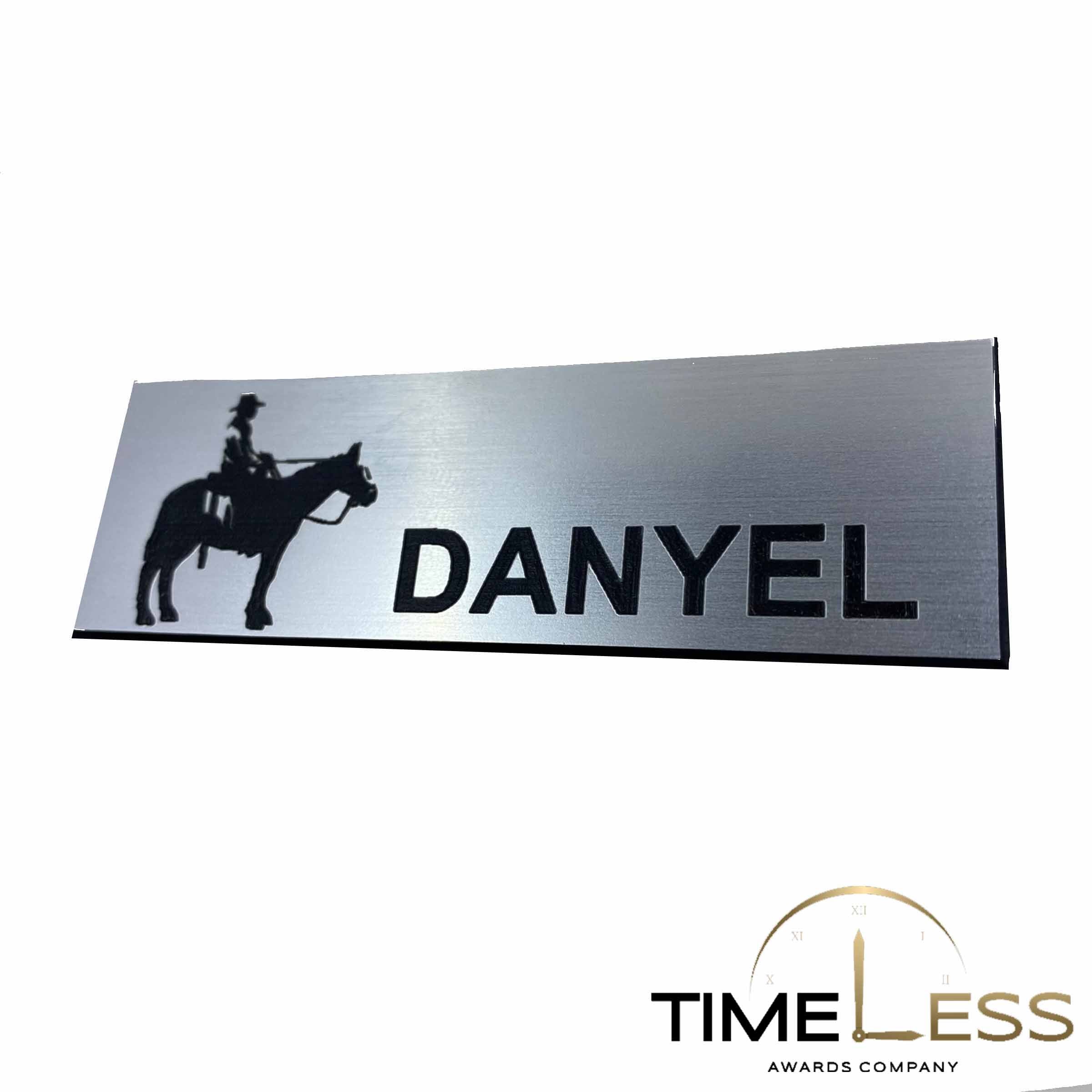 Brushed Silver (Black Engraving) Plastic Name Badge – Hooray! The ...